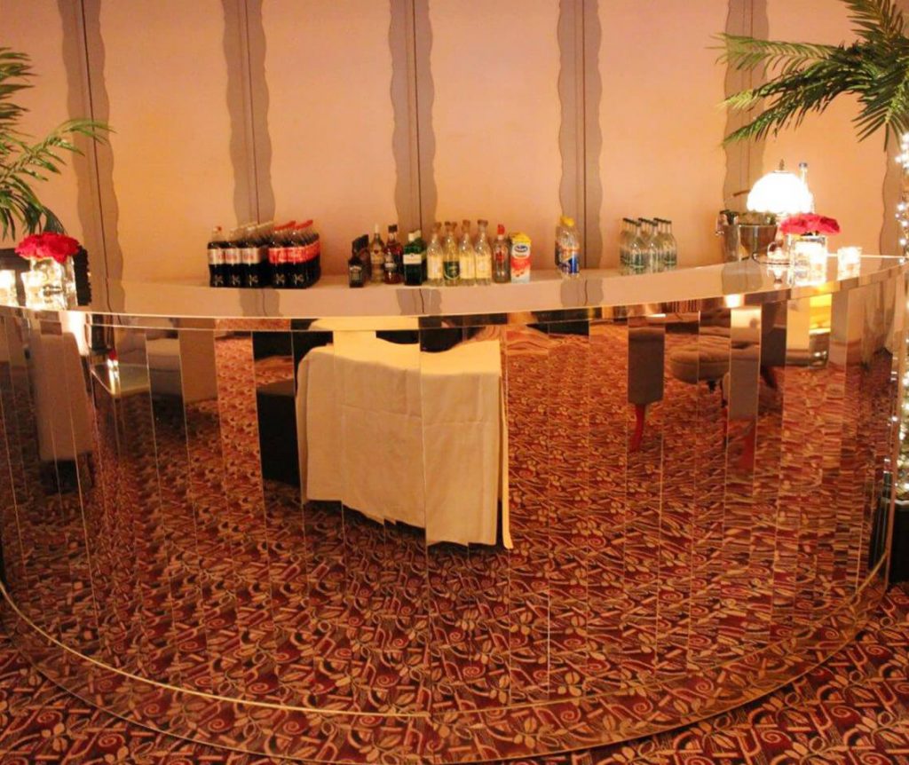 Slatted Gold Mirror Bar - Furniture4Events